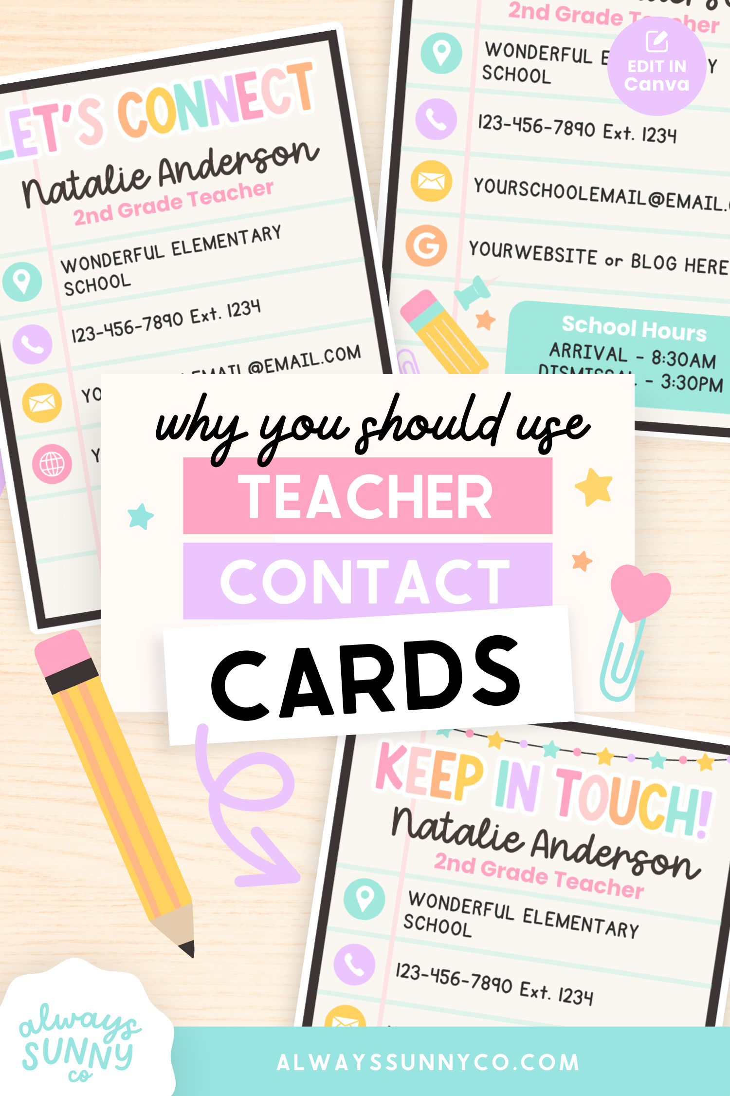 Why you DEFINITELY need Teacher Contact Cards! – Always Sunny Co